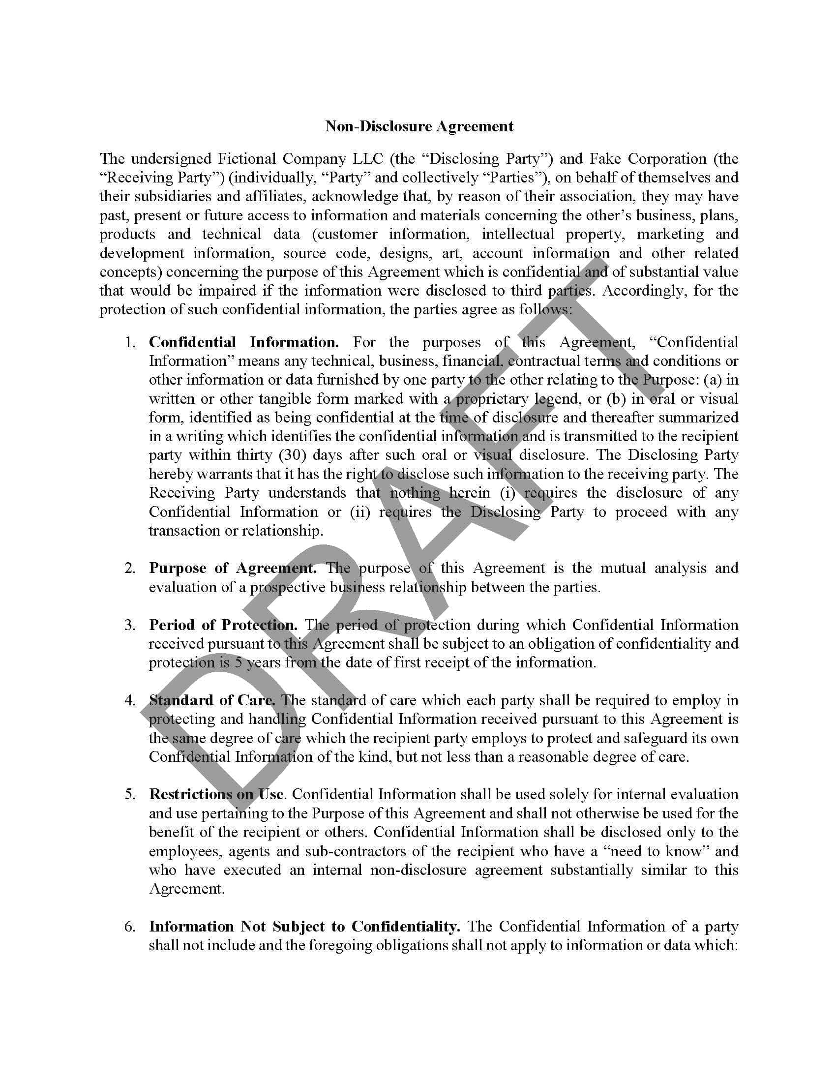 Entertainment NDA Template | Non-Disclosure Agreement